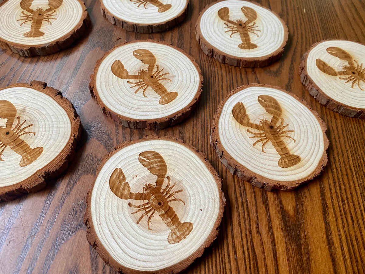 Lobster Engraved Wood Coaster Set – Munsell Made