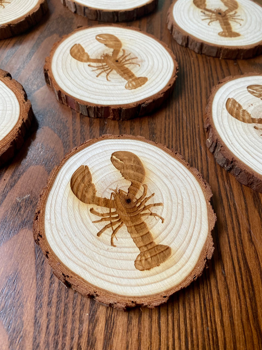 Lobster Engraved Wood Coaster Set – Munsell Made